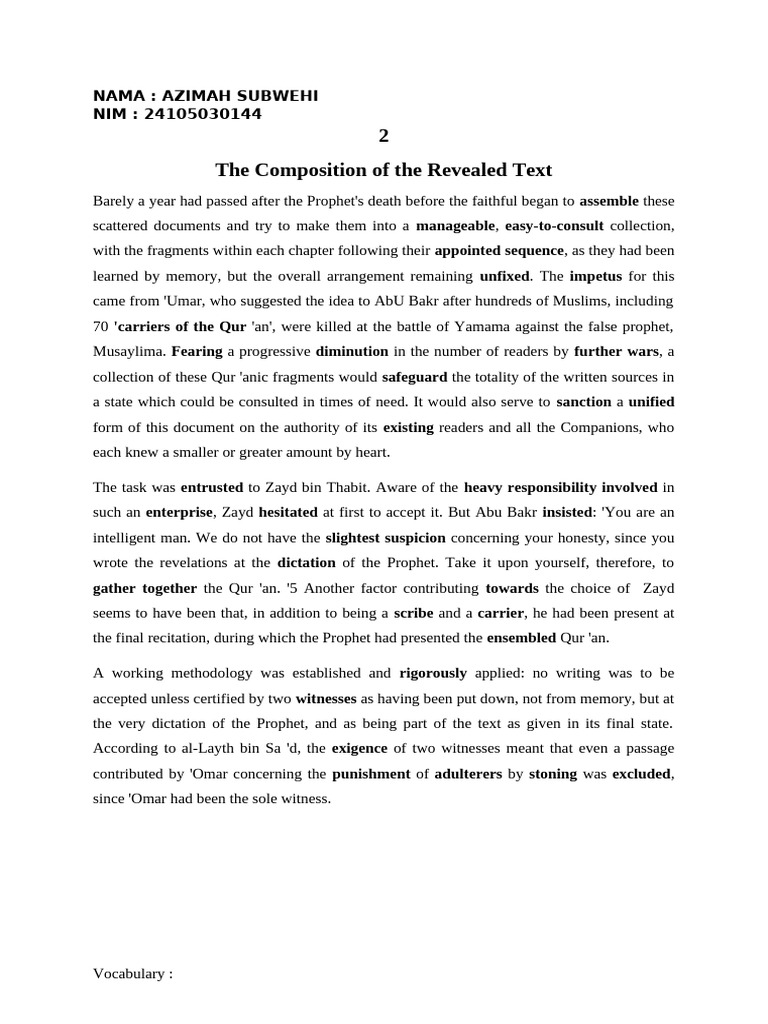 English Azimah Subwehi 24105030144 | PDF | Quran | Islam