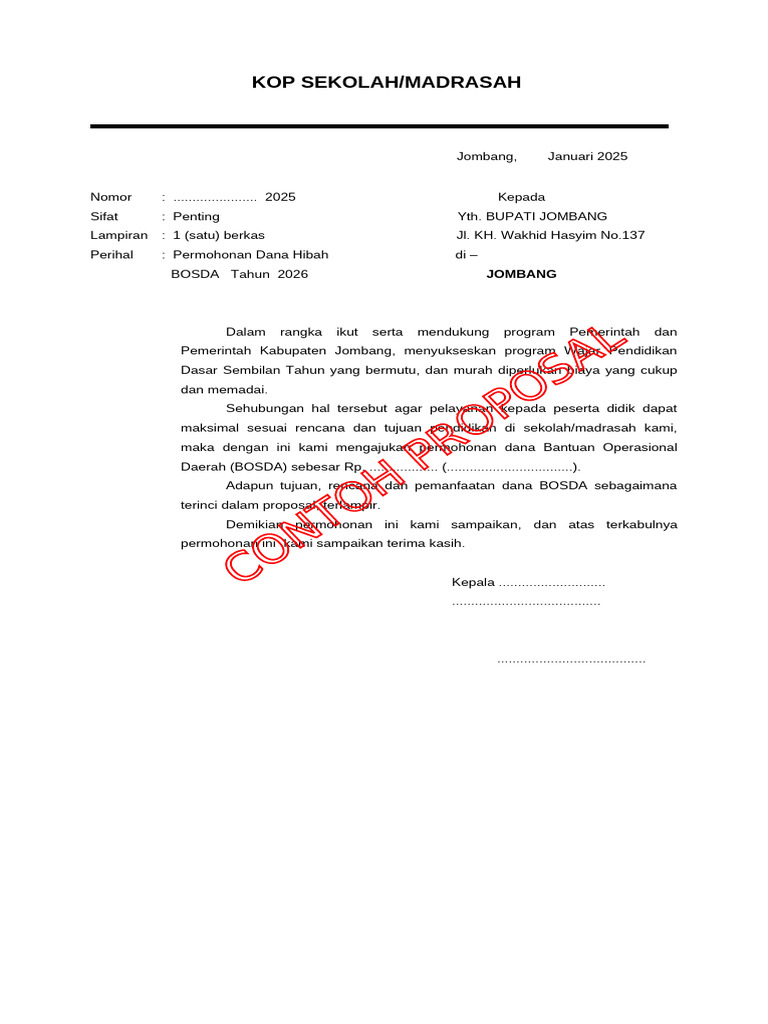 Contoh Proposal - Bosda 2026 | PDF