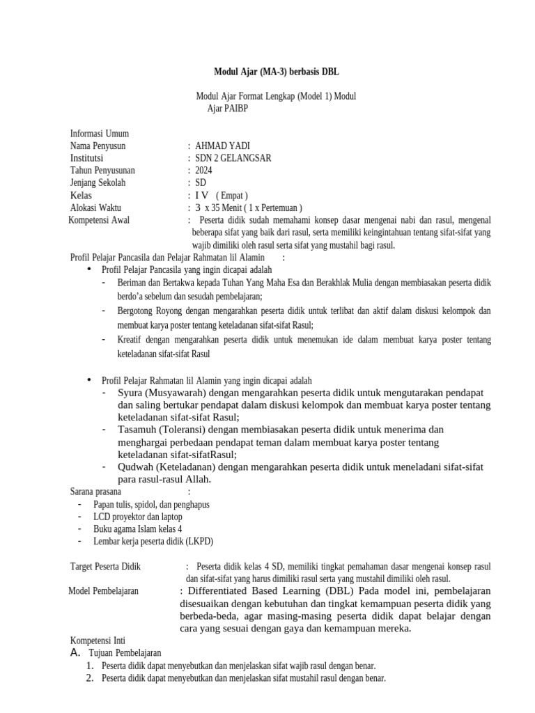 Modul Model DBL | PDF