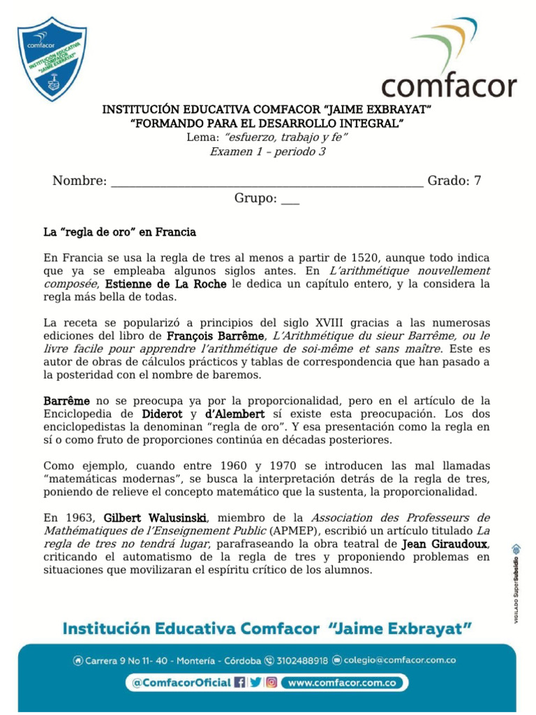 Compresión Lectora - 3p | PDF | Matemáticas