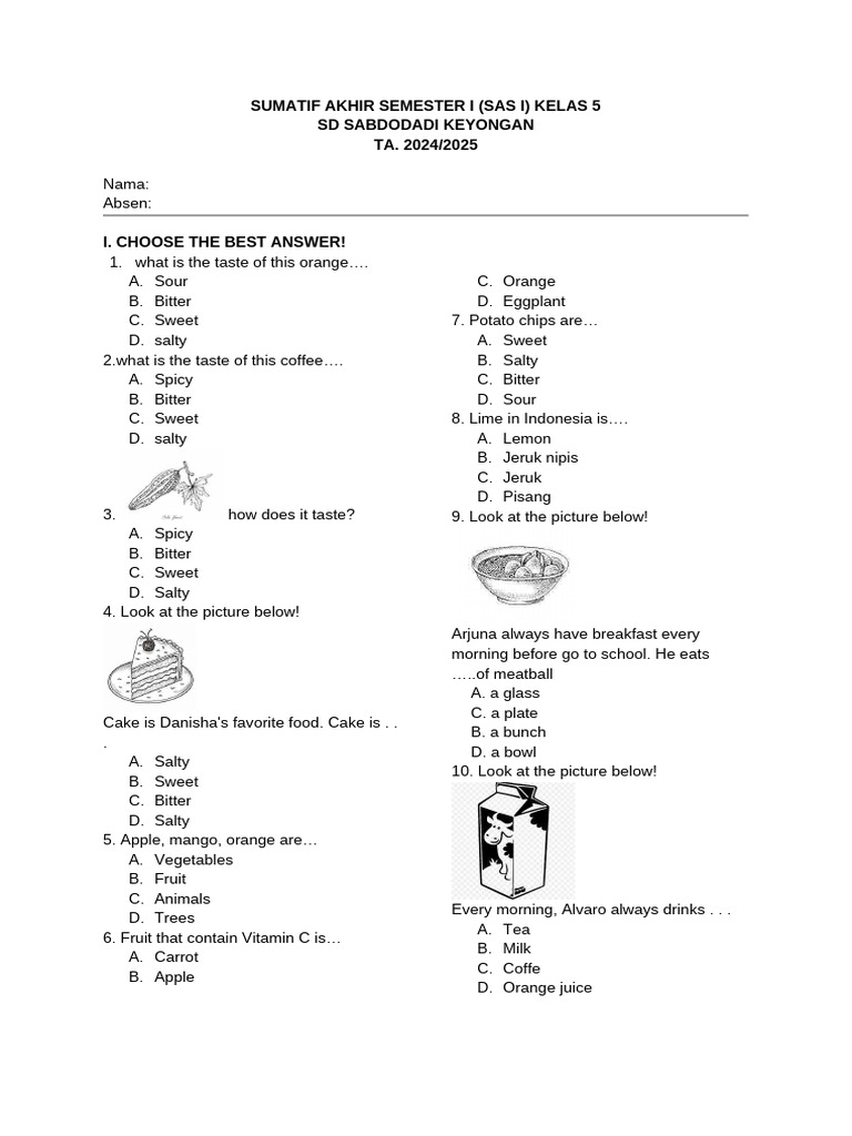 Sas English | PDF | Foods | Taste