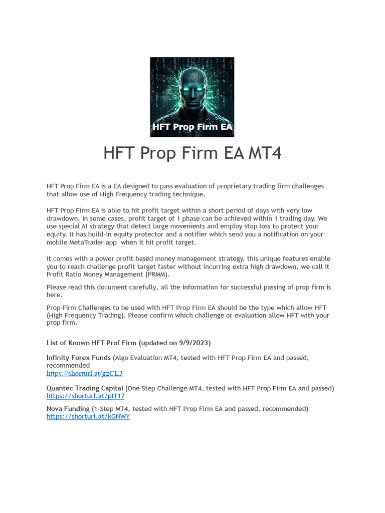 HFT Prop Firm EA MT4 Manual | PDF | High Frequency Trading | Computing