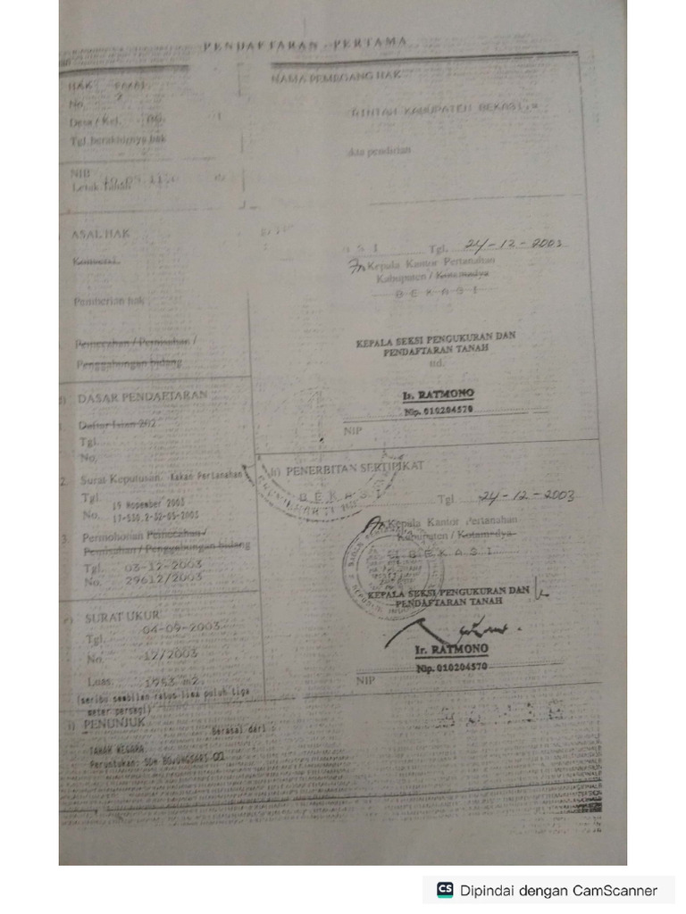 Sertifikat Tanah Bjs 01 | PDF