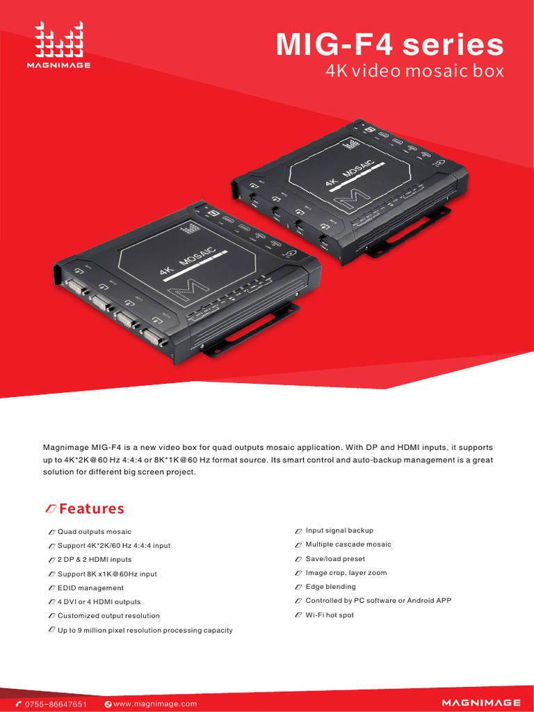 Magnimage MIG-F4 Series Brief 2.0 | PDF | Hdmi | Display Resolution