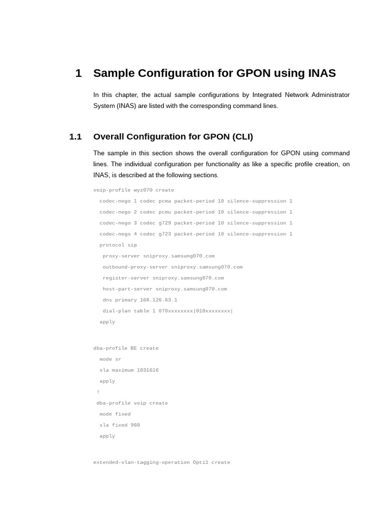 GPON Sample Configuration Using INAS | PDF | Voice Over Ip | Multicast