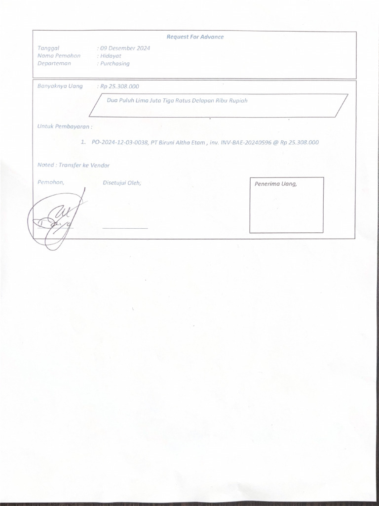 Request For Advance-3 | PDF