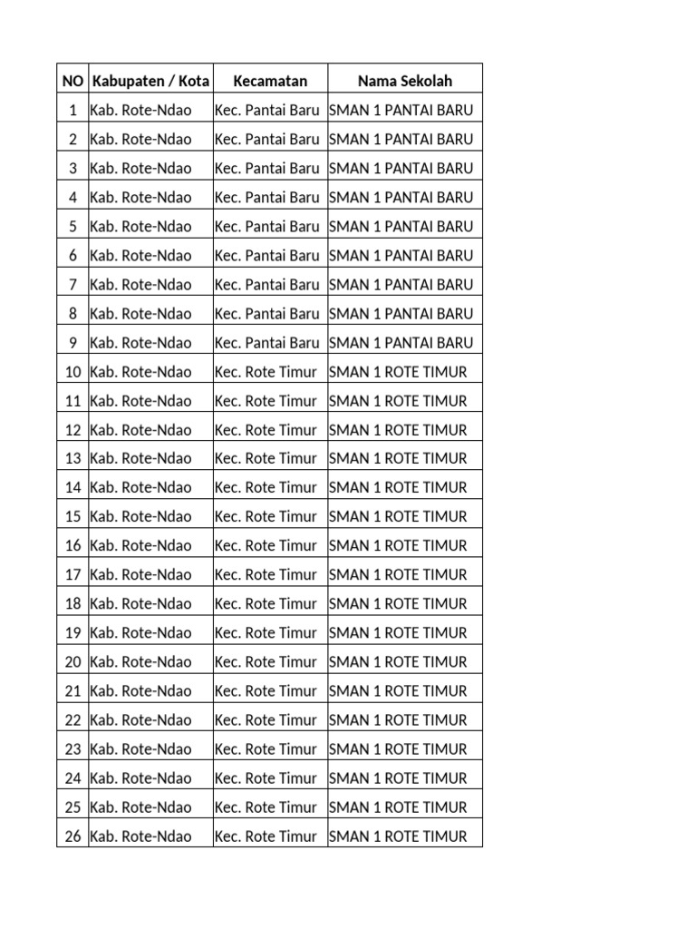 Data Pip 2024 Bank Bni - Rote Ndao | PDF