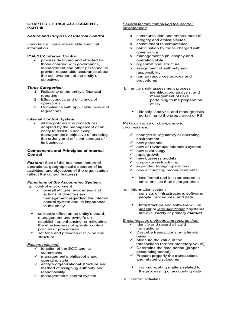 Auditing Theory Reviewer Finals 11-15 | PDF | Audit | Internal Control