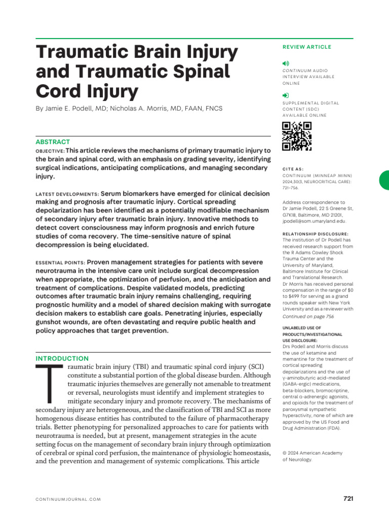 Traumatic Brain Injury and Traumatic Spinal Cord.10 | PDF | Traumatic Brain Injury | Concussion