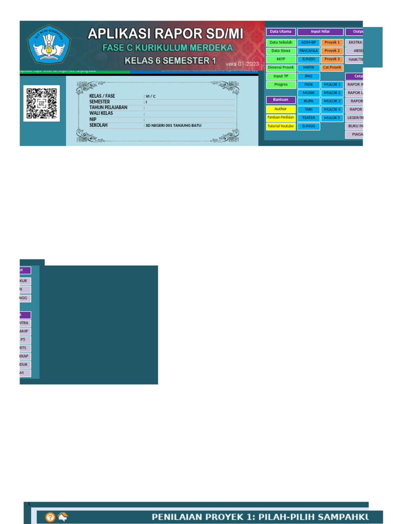 8. Aplikasi Rapor Kumer - Kelas 6 Smt 1.Xlsm | PDF