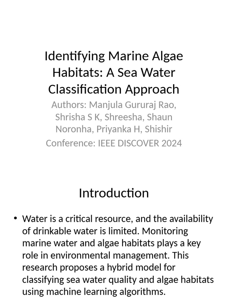 Updated Sea Water Classification Presentation | PDF | Machine Learning ...