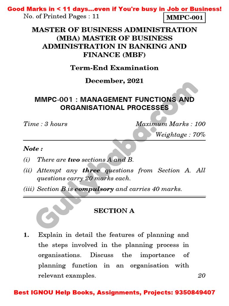MBA MMPC 001 English December 2021 | PDF
