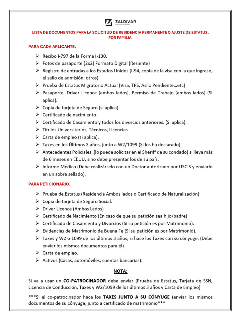 2024 Listado de Documentos para Ajuste. | PDF