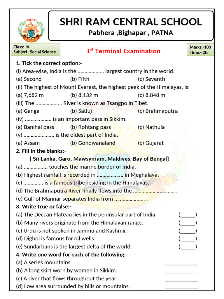Social Studies Class - 4 New | PDF