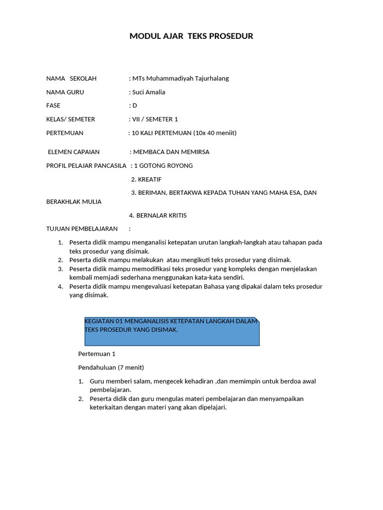 Modul Bab 3 Teks Prosedur | PDF