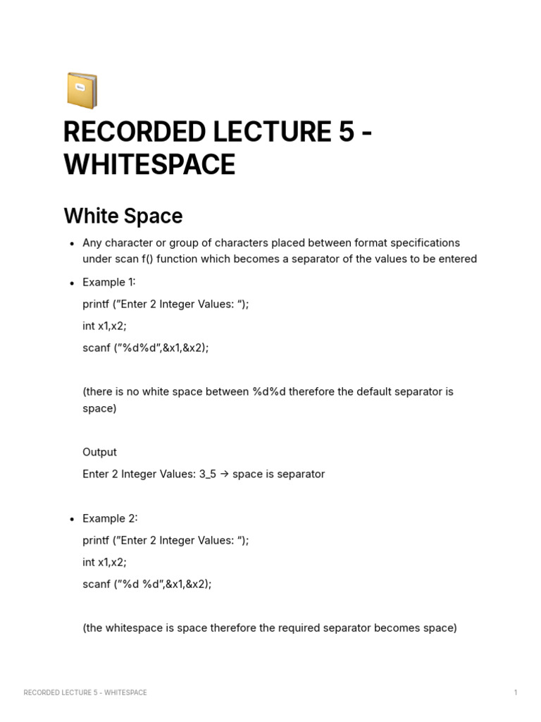 C Whitespace Notes | PDF