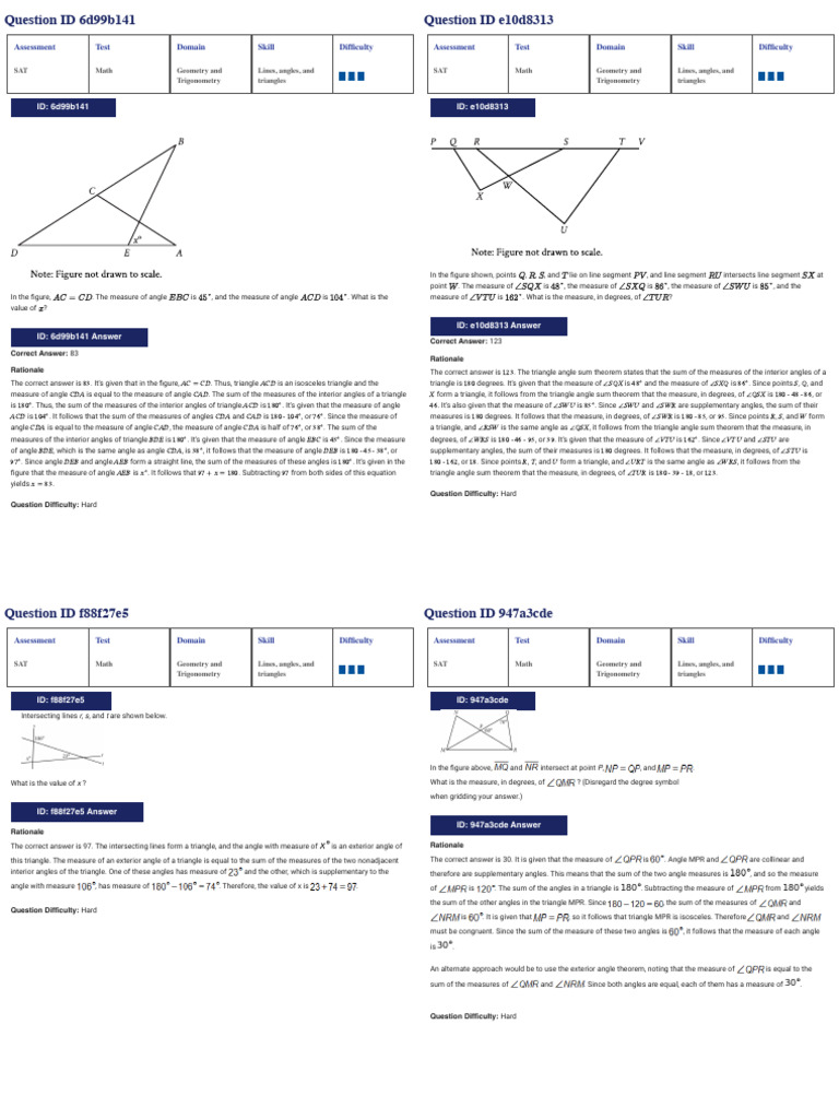 LC Lines, Angles MH Ans | PDF | Triangle | Angle