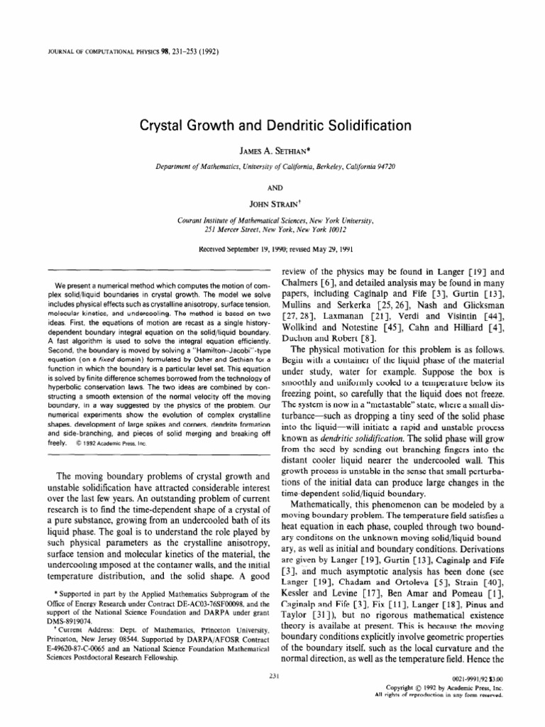 1992_Crystal Growth and Dendritic Solidification | PDF | Liquids | Crystal