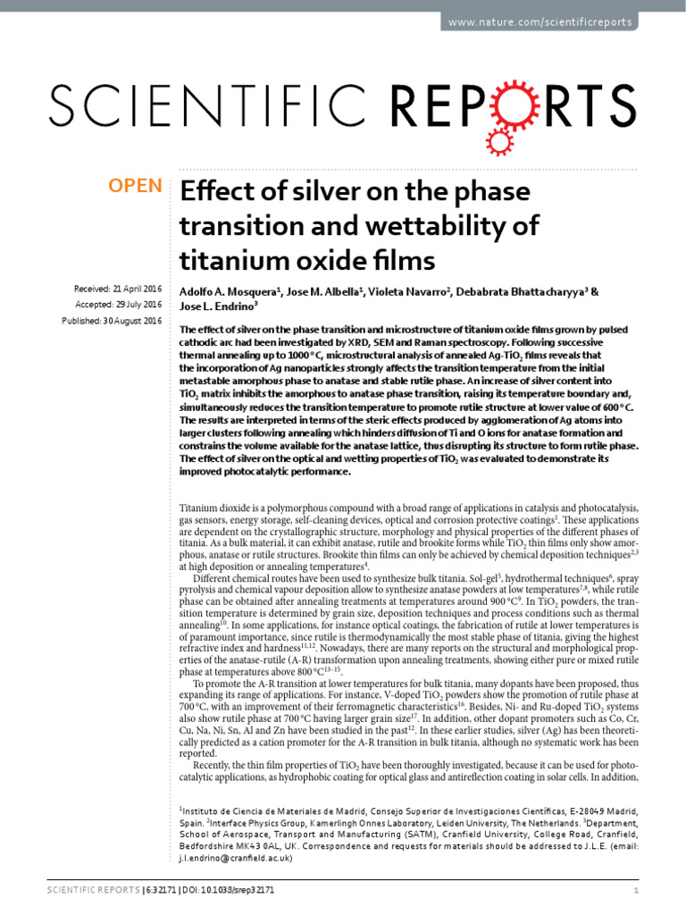 009 Effect of Silver On The Phase Transition and Wettability of ...