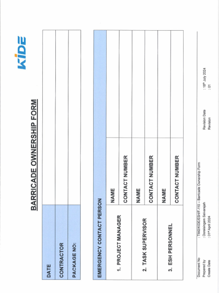 F-110 Barricade Ownership Form Rev01 | PDF