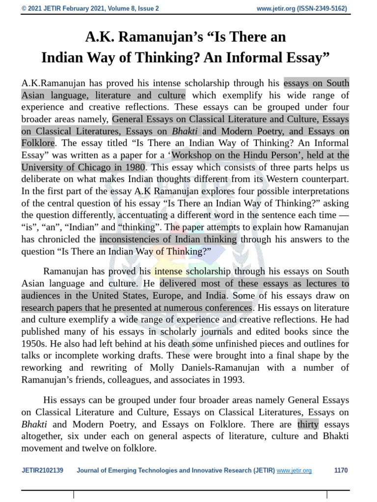 Indian Way of Thinking Explored | PDF | Thought | Rationality