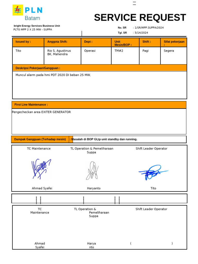 Service Request - 1 - Komfirmasi Team HAR Replace Duplex Filter Tm2 ...