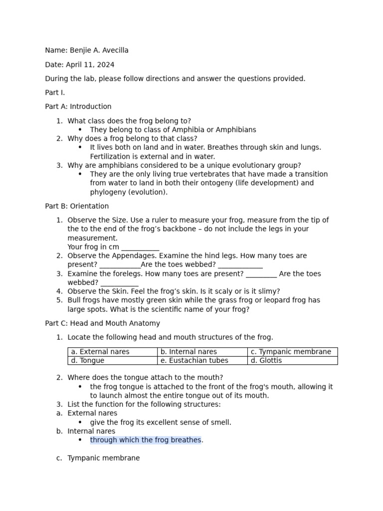 FROG-DISSECTION (1) | PDF | Small Intestine | Gastrointestinal Tract