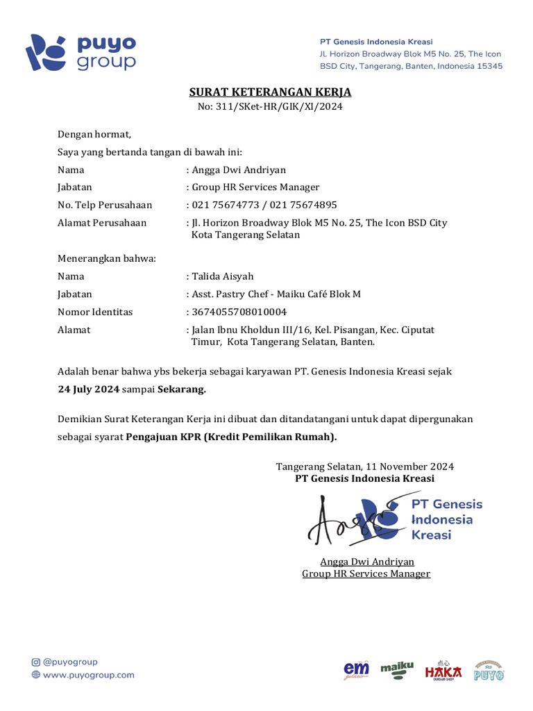 Surat Keterangan Pengajuan KPR | PDF