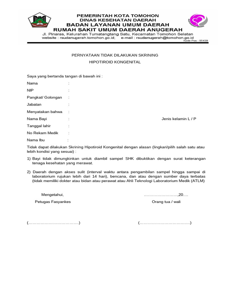 Form Tiidak SHK | PDF