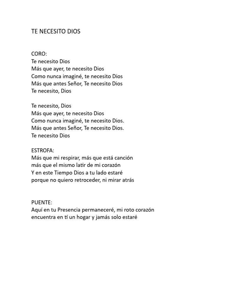 Te Necesito Dios | PDF