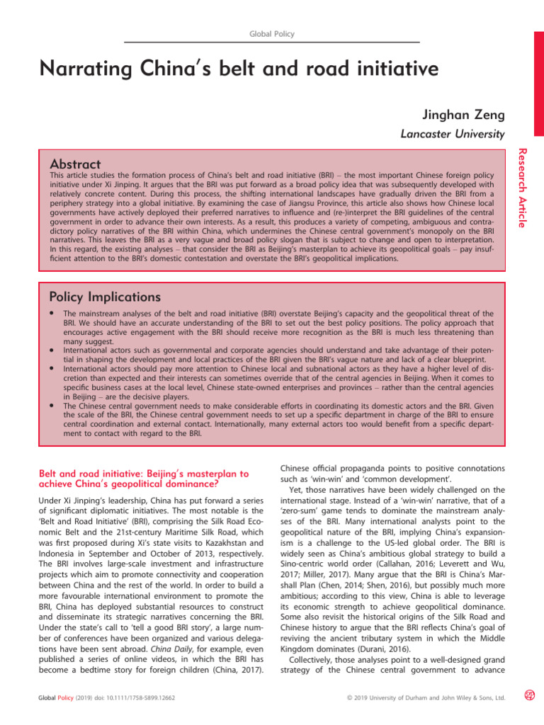 Narrating_Chinas_belt_and_road_initiative | PDF | China | World Politics