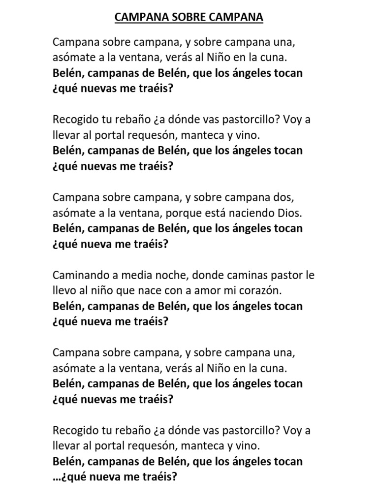 Campanas de Belén: Villancico Tradicional | PDF