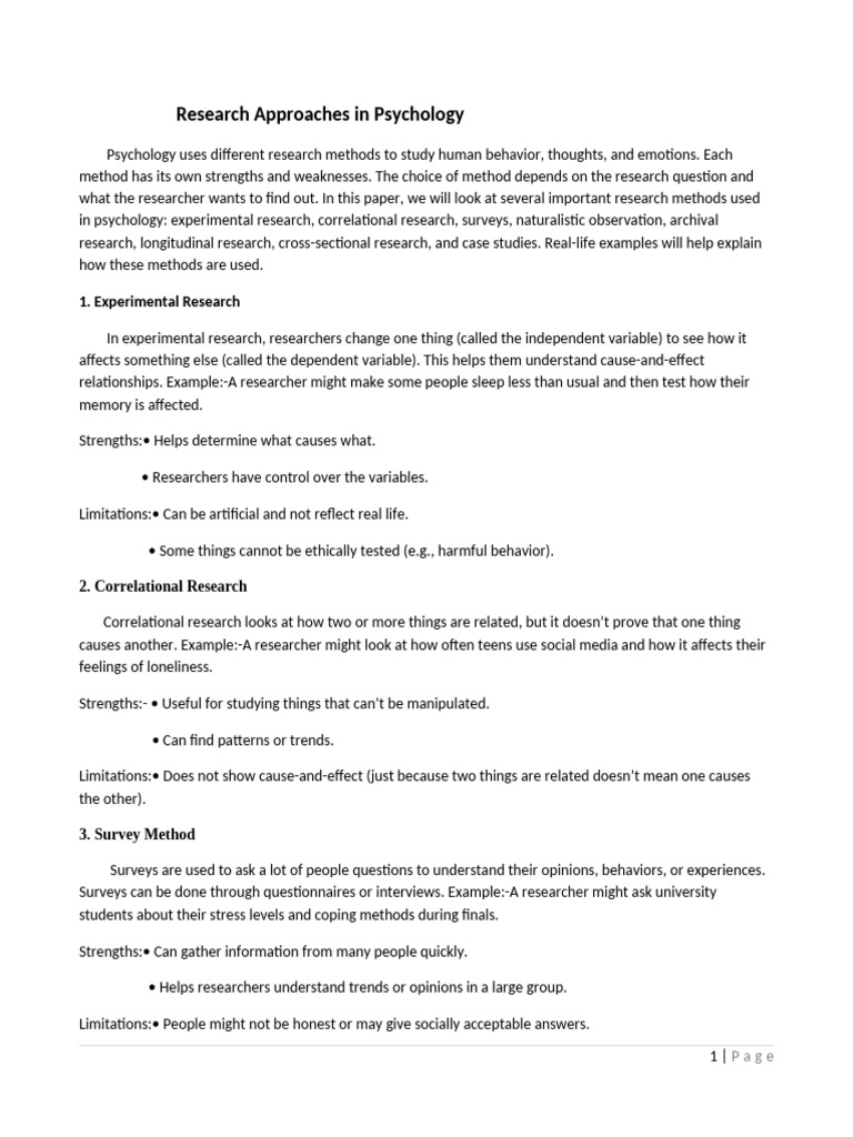 Key Research Methods in Psychology | PDF | Survey Methodology | Experiment