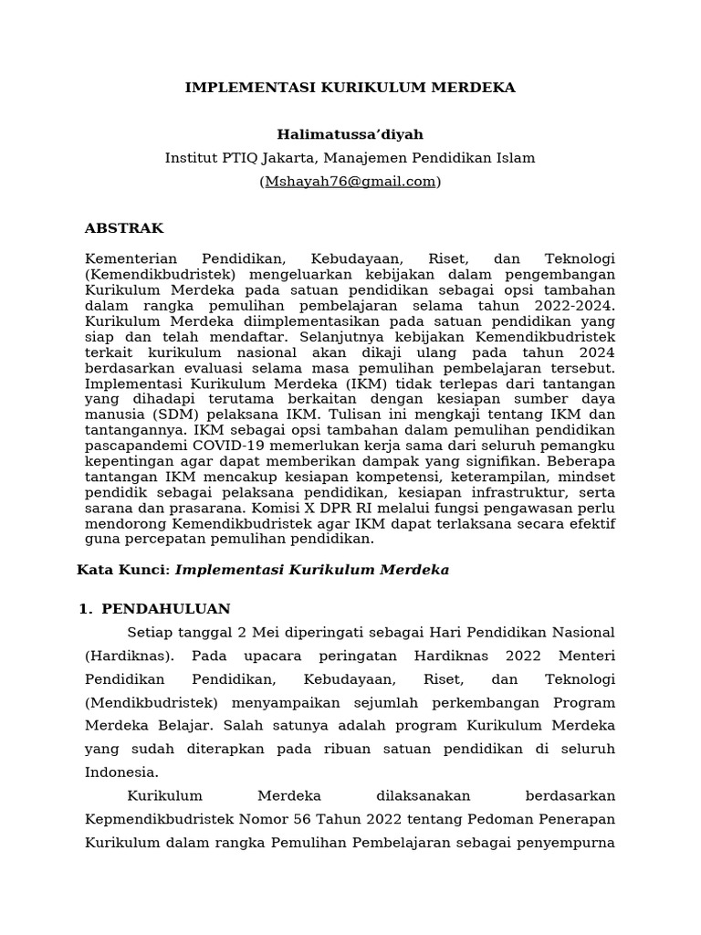 Implementasi Kurikulum Merdeka | PDF