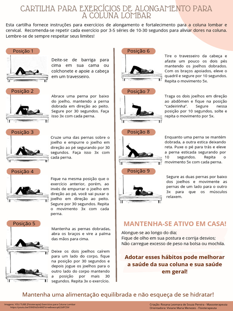 Cartilha de Exercícios para Lombar | PDF | Coluna vertebral | Joelho