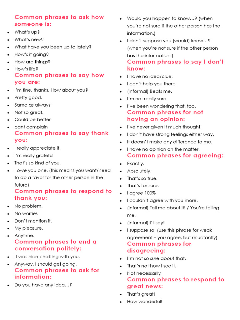 List of Common phrases | PDF