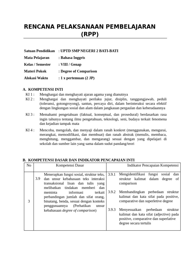 Rencana Pelaksanaan Pembelajaran | PDF