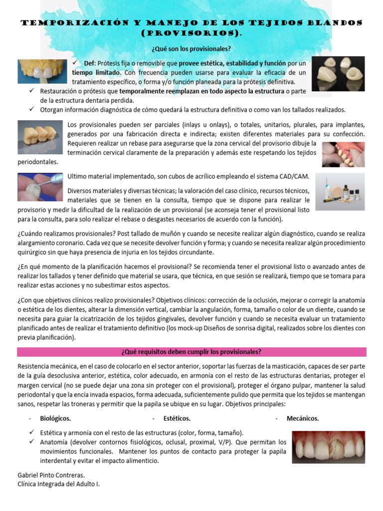 3-Temporización y manejo de los tejidos blandos. | PDF | Polimetacrilato de metilo)