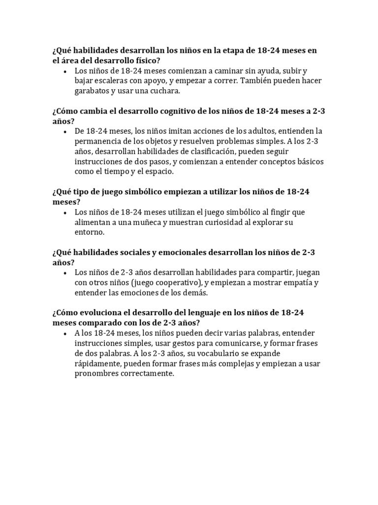 Desarrollo Infantil: 18-36 Meses | PDF