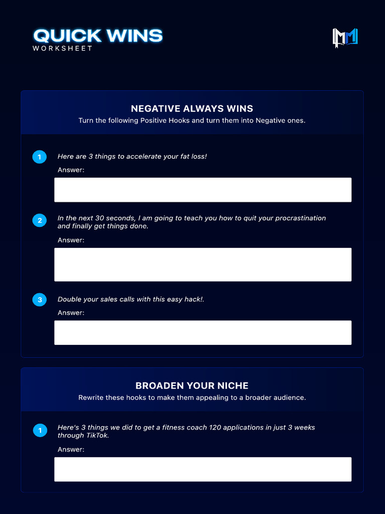 01 Quick Wins Worksheet V2 | PDF
