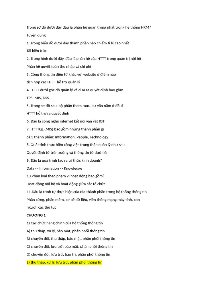 Trong sơ đồ dưới đây đâu là phân hệ quan trọng nhất trong hệ thống HRM | PDF