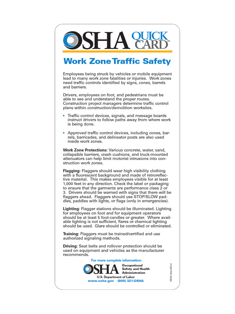 Work Zone Safety for Construction Workers | PDF