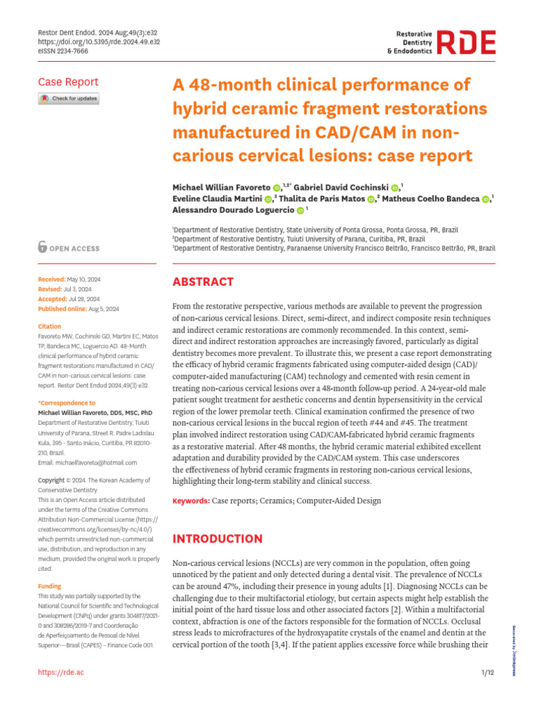 A 48-Month Clinical Performance of Hybrid Ceramic Fragment Restorations ...