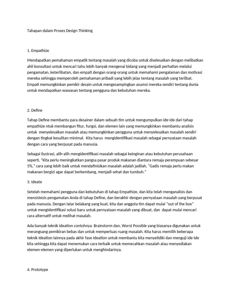 MATERI CAPOS Tahapan Design Thinking | PDF