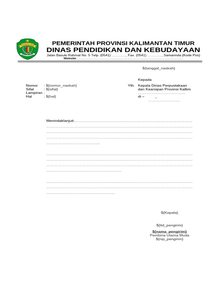 Template Surat Biasa | PDF