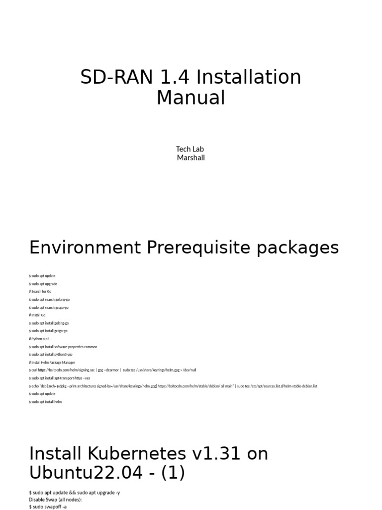 SD-RAN 1.4 Installation Manual | PDF | Operating System Families ...