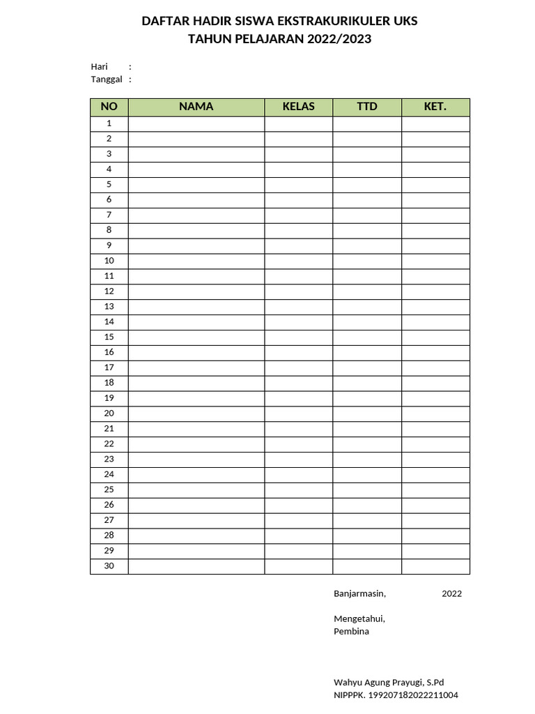 Format Laporan Ekskul | PDF