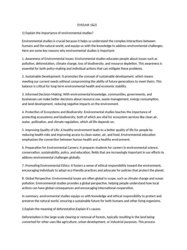 Importance of Environmental Studies | PDF | Agriculture | Grassland