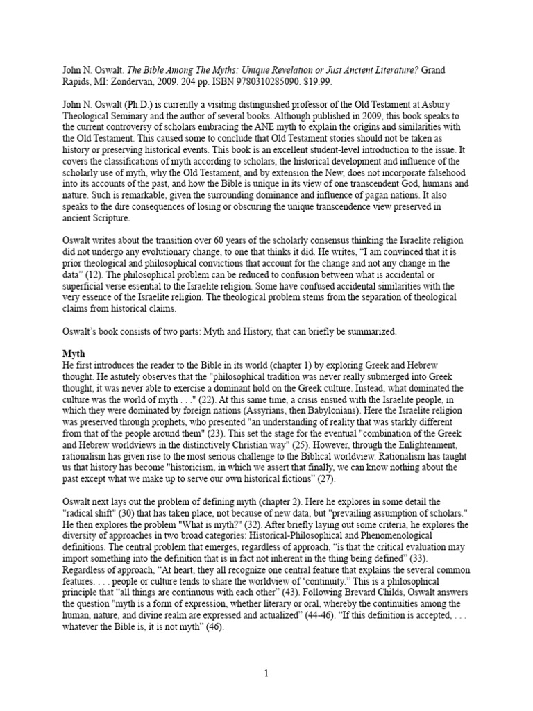 Oswalt - The Bible Among The Myths - Doug Potter | PDF | God | Bible