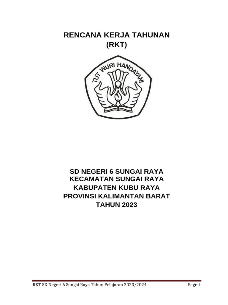 Contoh Rencana Kerja Tahunan (RKT) Sekolah Jenjang SD 2 | PDF